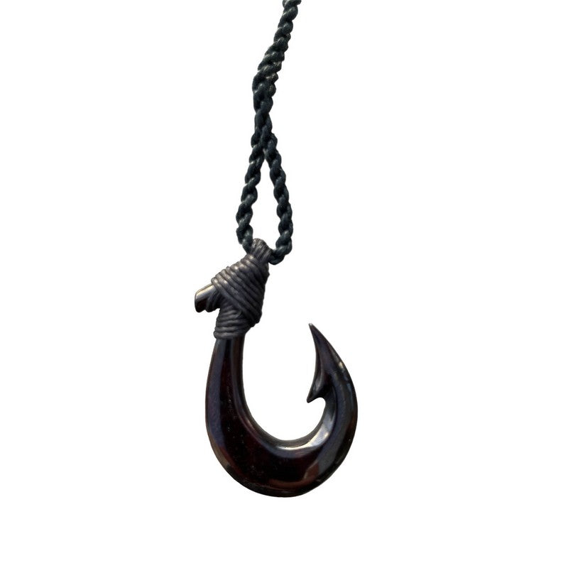 Black Bone Fish Hook w/ Black Cord | Hawaiian Makau